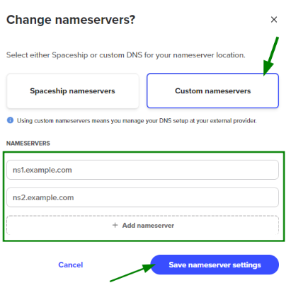 How to Use Custom Nameservers with Your Domain | Spaceship