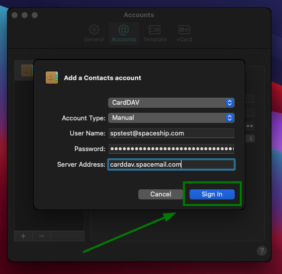 How to Add Spacemail Address Book to Apple Contacts via CardDAV