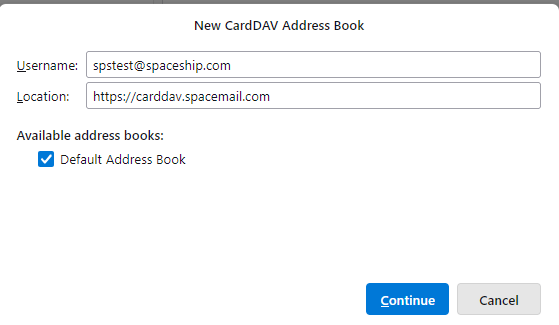 How to Set Up Spacemail Address Book in Thunderbird via CardDAV